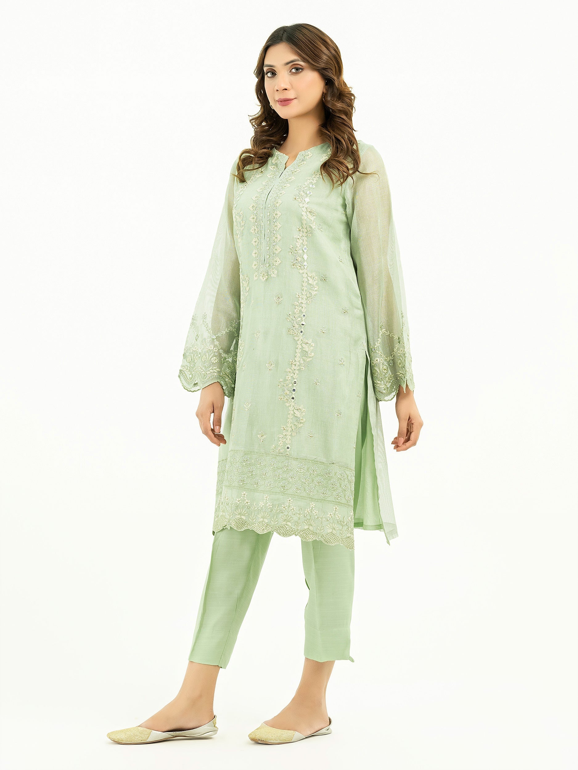 2 Piece Cotton Net Suit-Embroidered (Pret) – Limelight